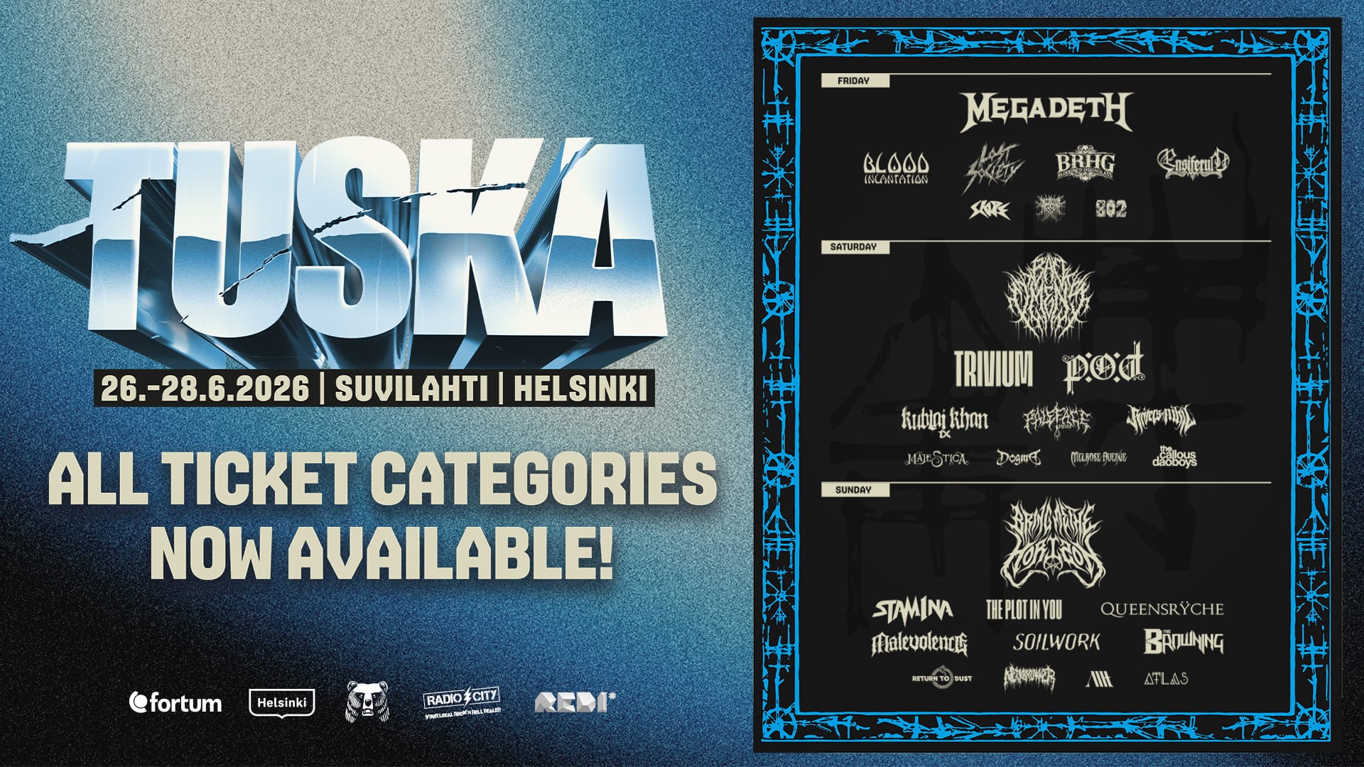 Tuska 2026 - First Artist Announcement: Bring Me The Horizon and Bad Omens to Headline - Tuska